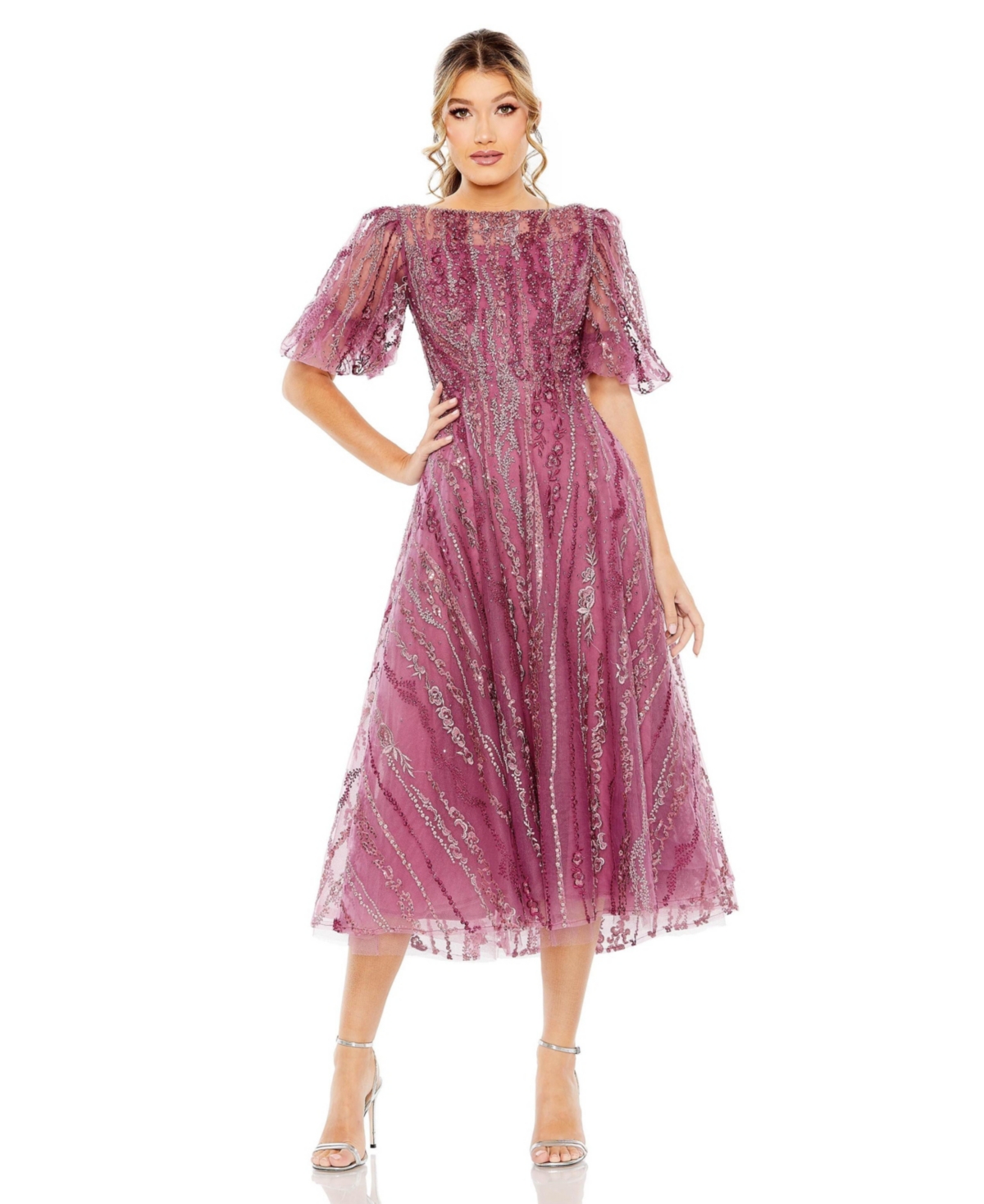 Click here for Mac Duggal Womens Embellished A-Line Midi Dress wi... prices