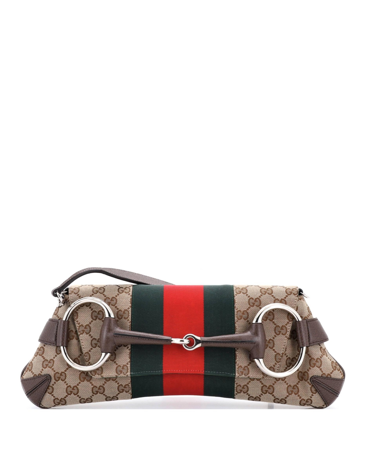 Click here for Pre-Owned Gucci Medium Horsebit Nm Web Chain Clutc... prices