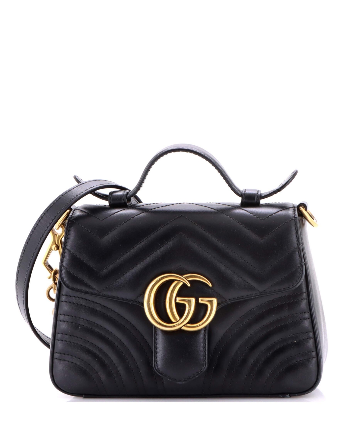 Click here for Pre-Owned Gucci Mini Gg Marmont Top Handle Flap Ba... prices