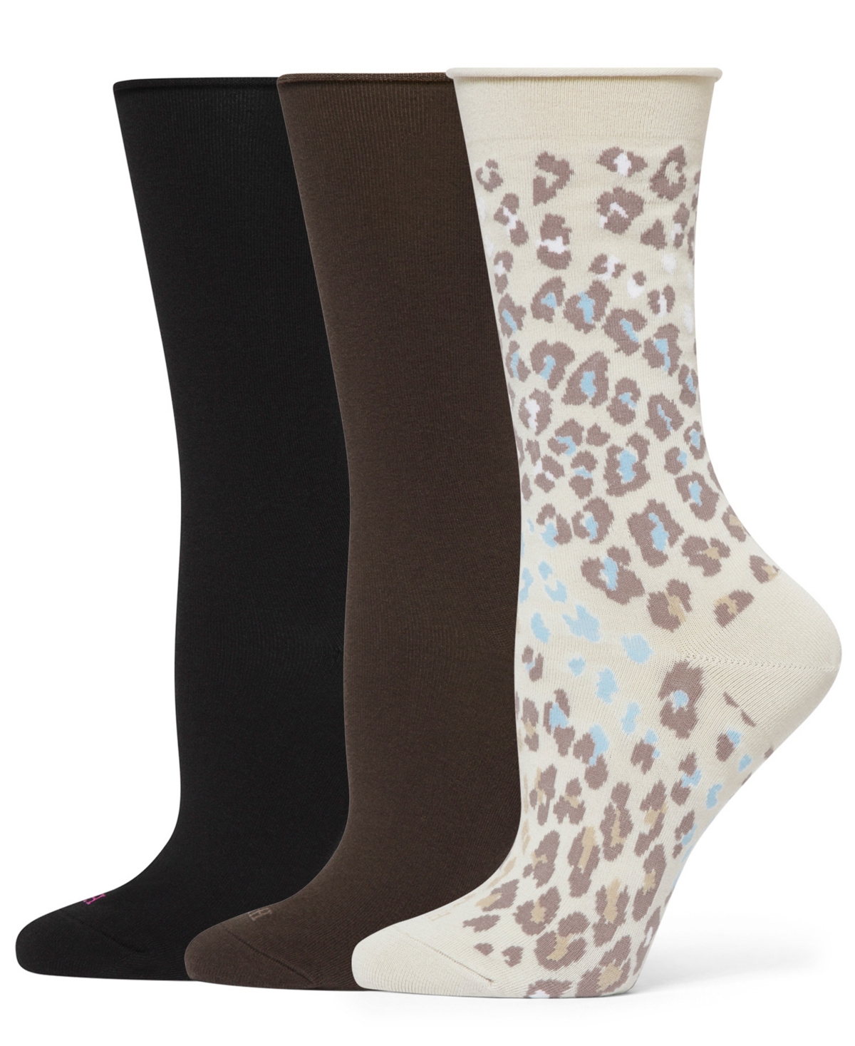 Click here for Hue Womens Roll Top Socks 3-Pk U6487MP - Cream Ani... prices