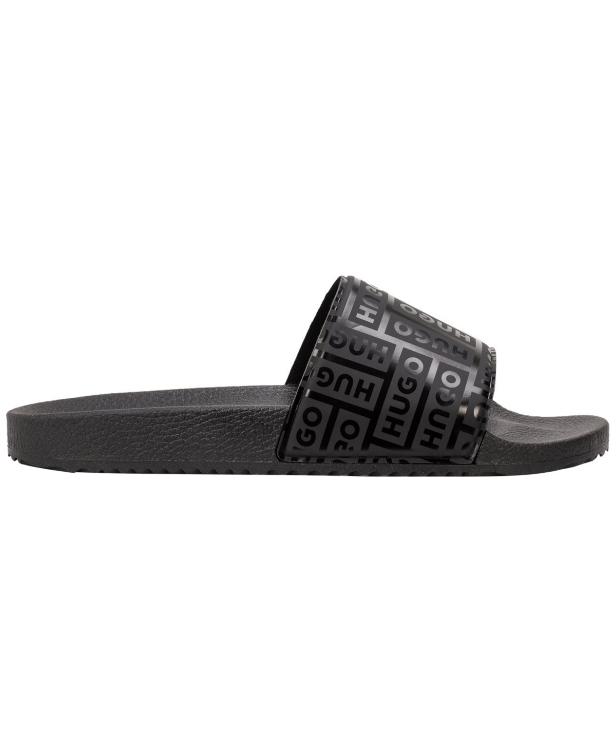 Click here for Hugo Boss Mens Monogram Logo Slip-on Slides - Blac... prices