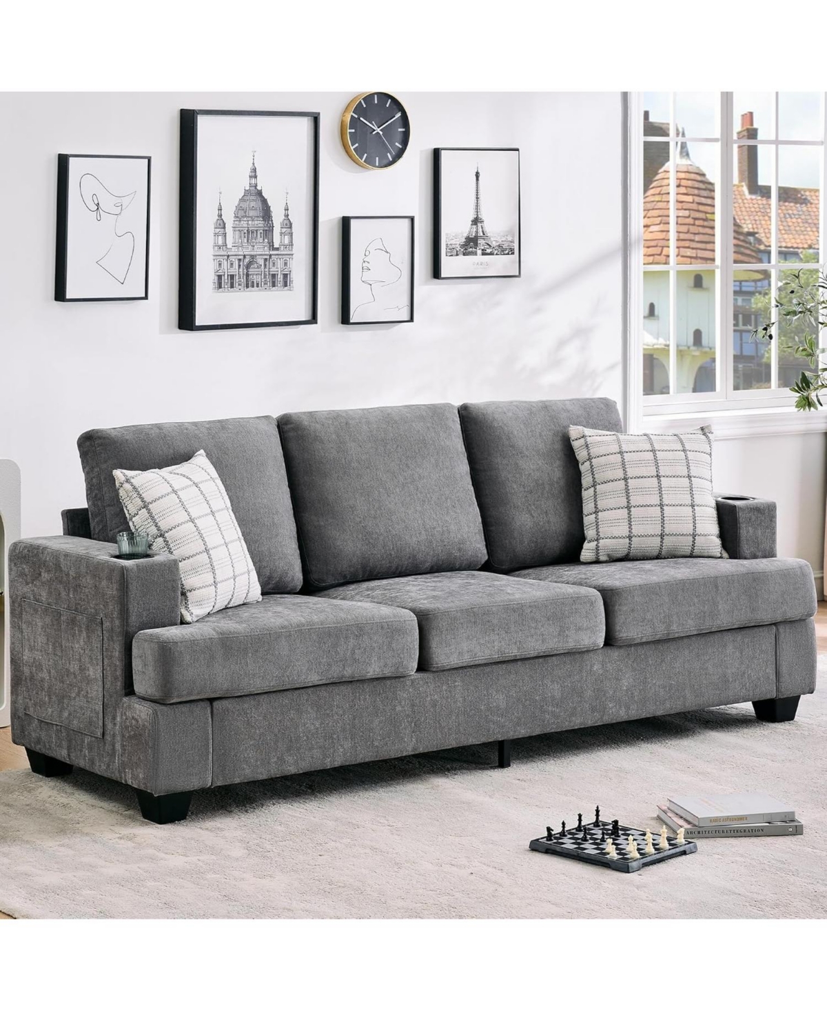 Click here for gaomon 89" 3-Seater Sofa  Chenille Couch with... prices