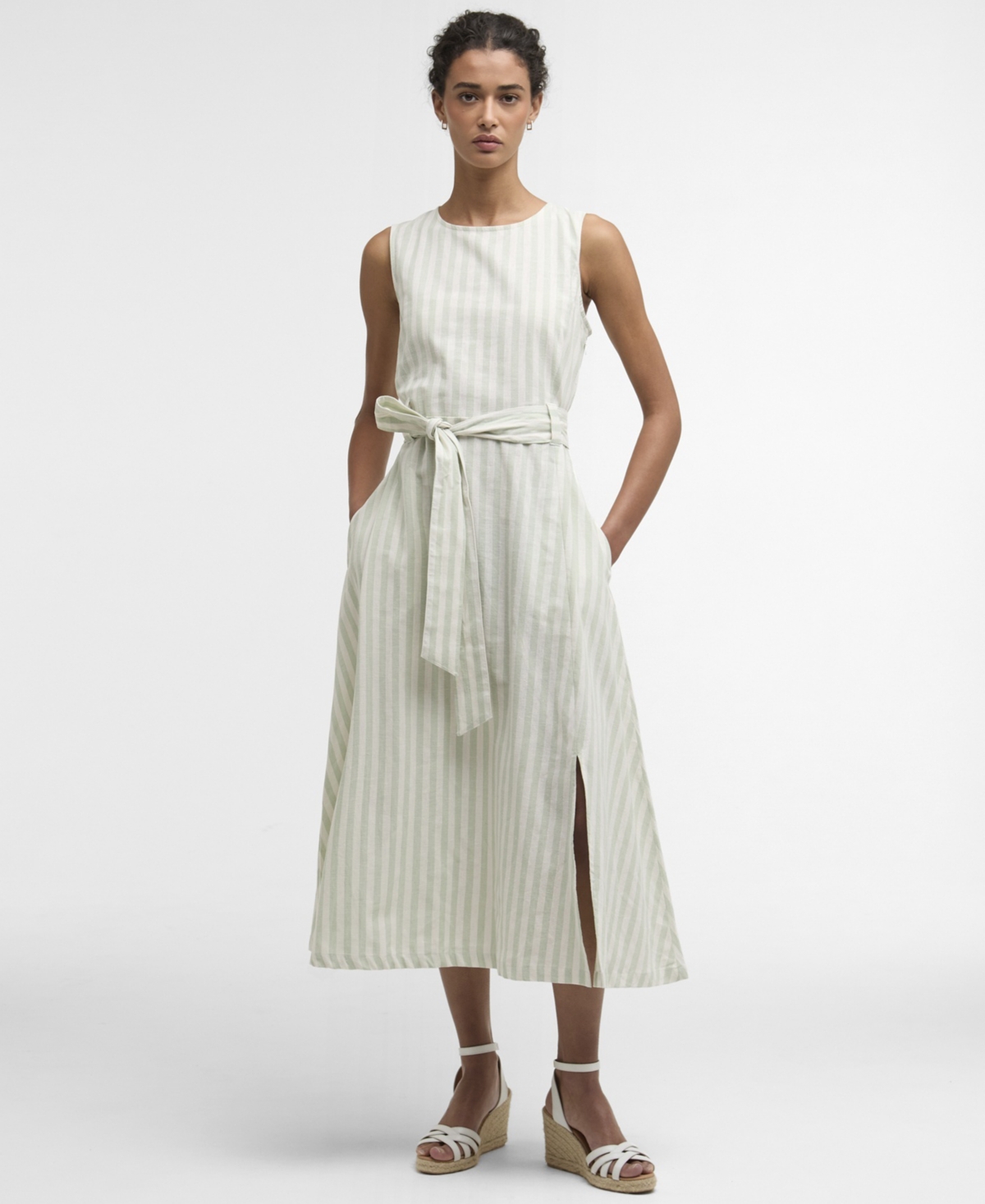 Click here for Barbour Womens Inez Sleeveless Striped Midi Dress... prices