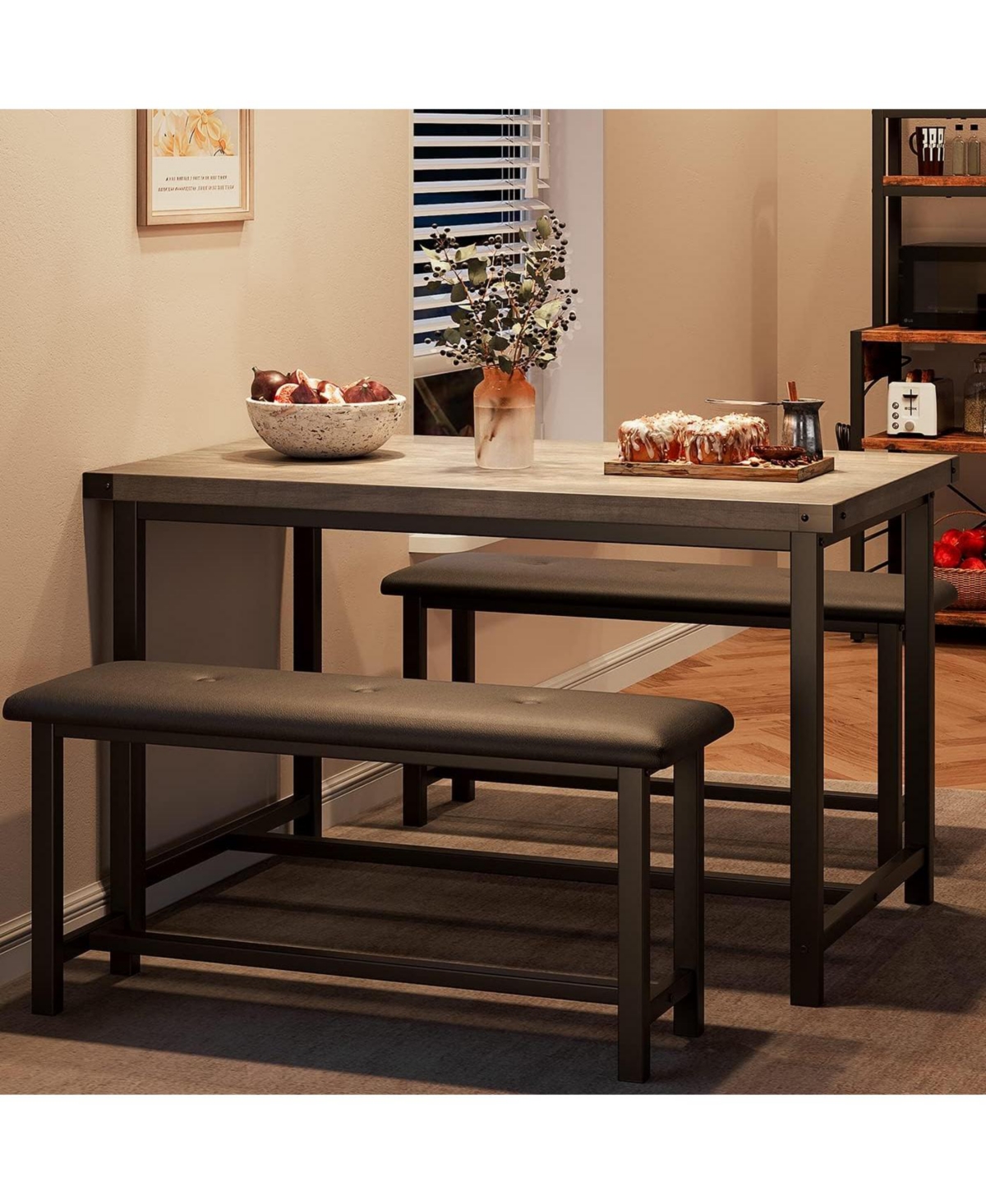 Click here for gaomon Kitchen Table Set with 2 Benches  Rectangul... prices