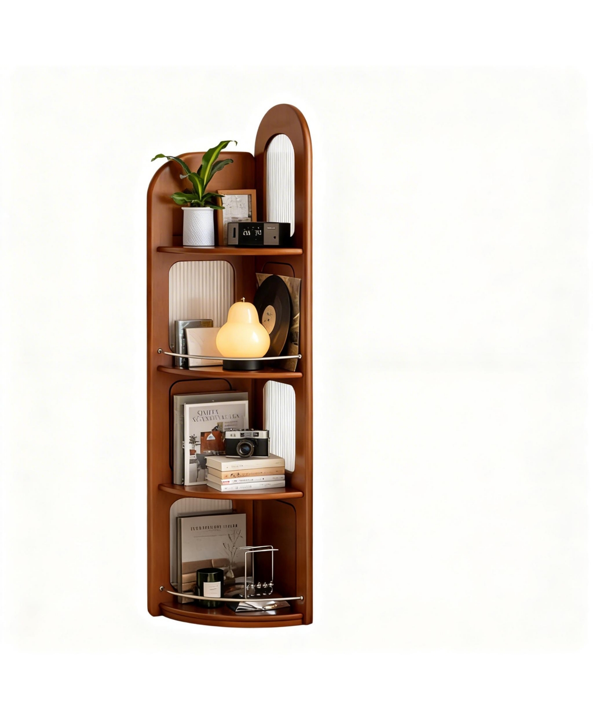 Click here for Yigii Poplar Wood Corner Bookshelf 4-Tier 64"... prices
