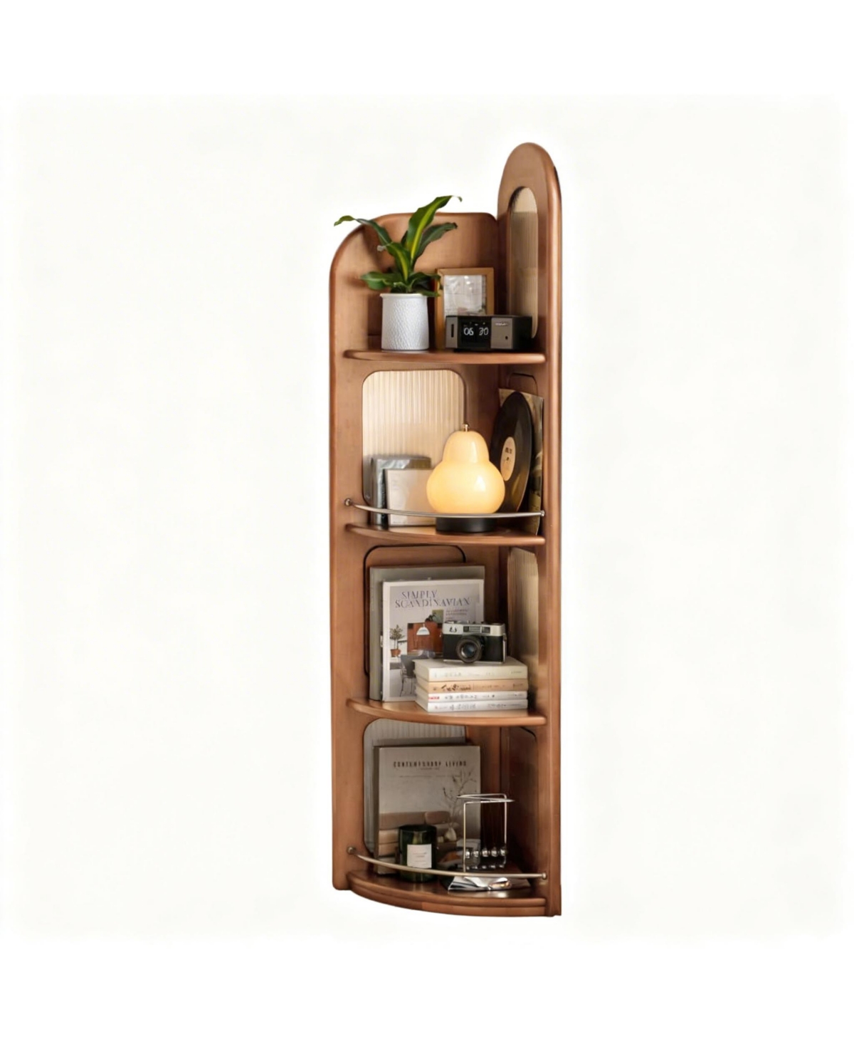Click here for Yigii Poplar Wood Corner Bookshelf 4-Tier 64"... prices