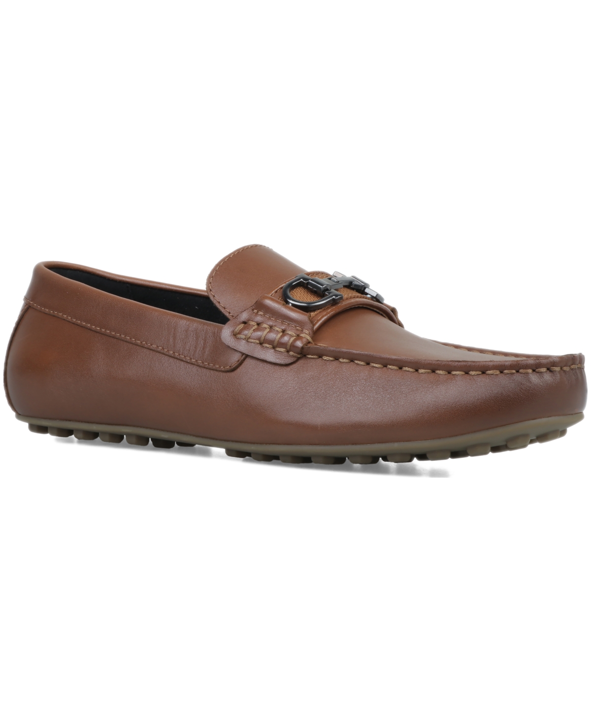 Alfani Mens Jasonn Leather Slip-On Bit Driving Loafers  Exclusively at Macys - Cognac