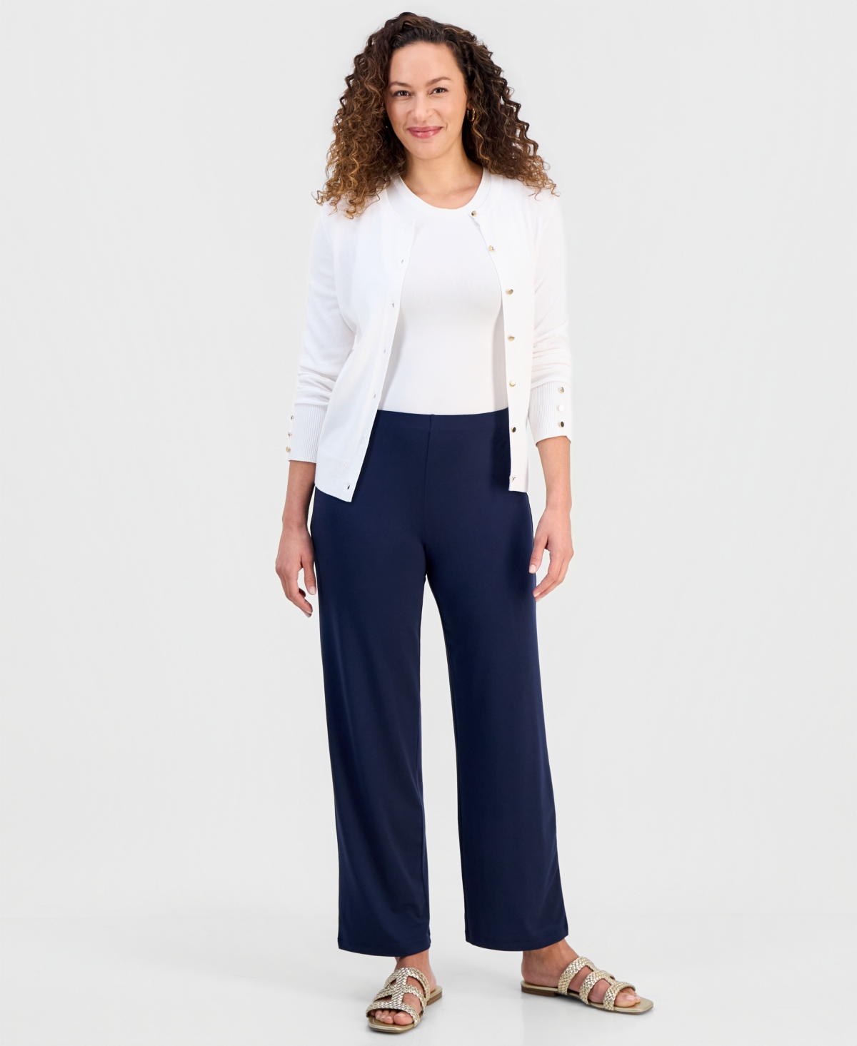 Jm Collection Petites Knit Wide-Leg Pull-On Pants  Petite & Petite Short  Created for Macys - Intrepid Blue