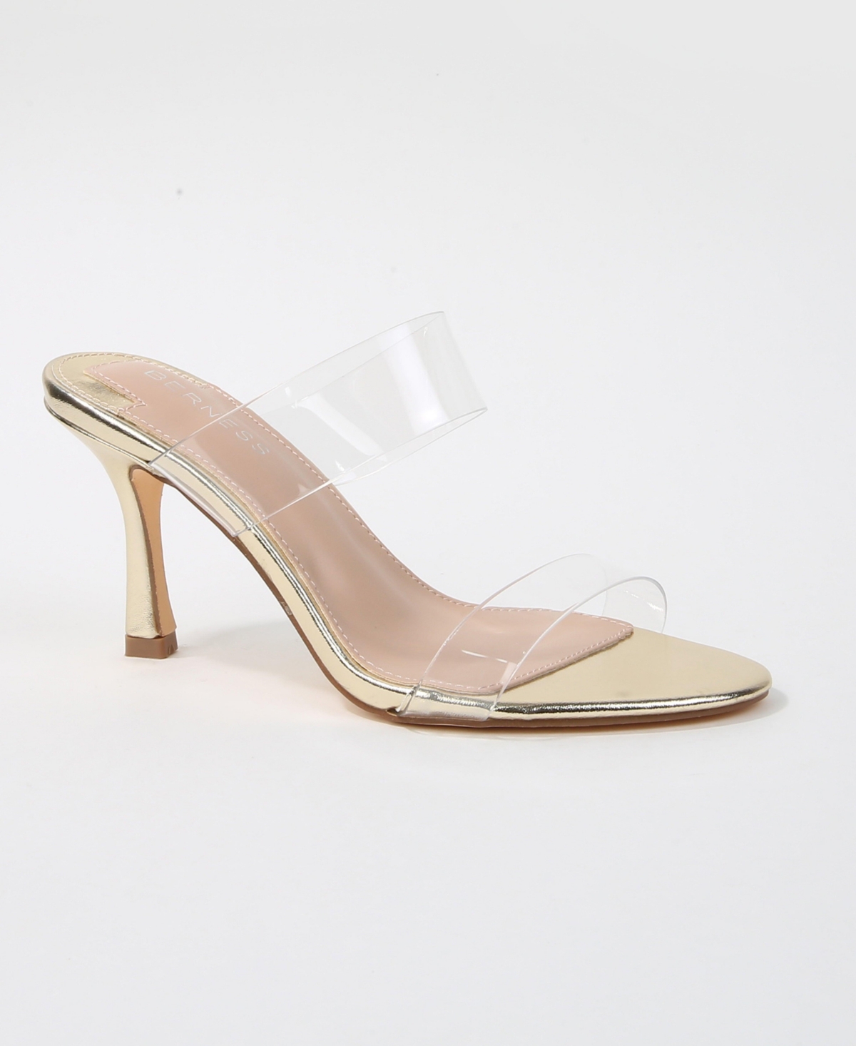 Click here for Berness Womens Calia Clear Strap Heeled Slides - G... prices