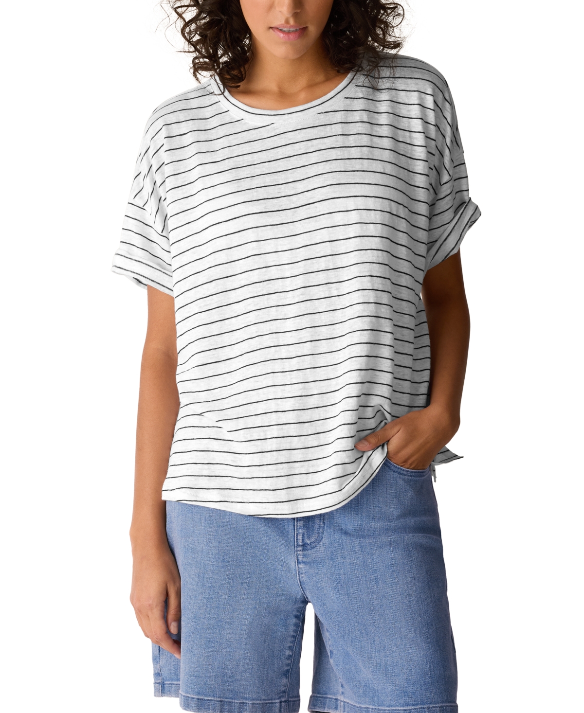 Click here for Eileen Fisher Womens Short-Sleeve Crewneck Top - W... prices
