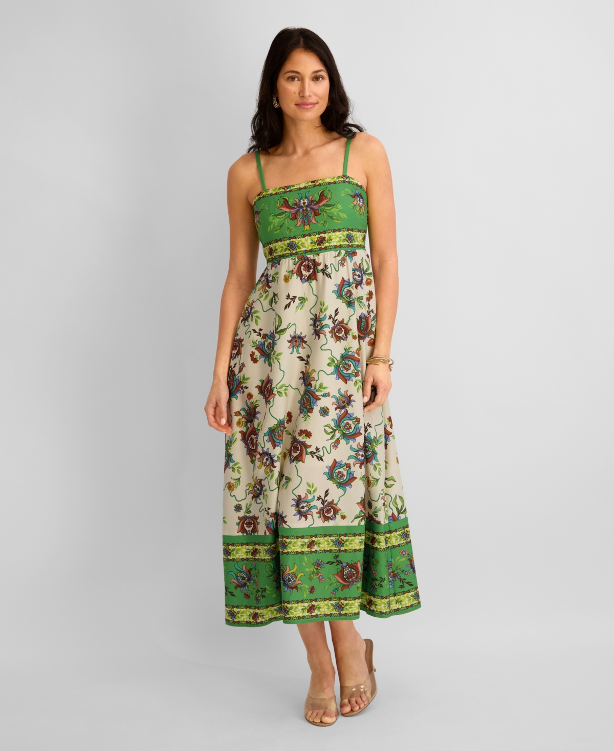 Click here for Siena Womens Printed Square-Neck Sleeveless Maxi D... prices