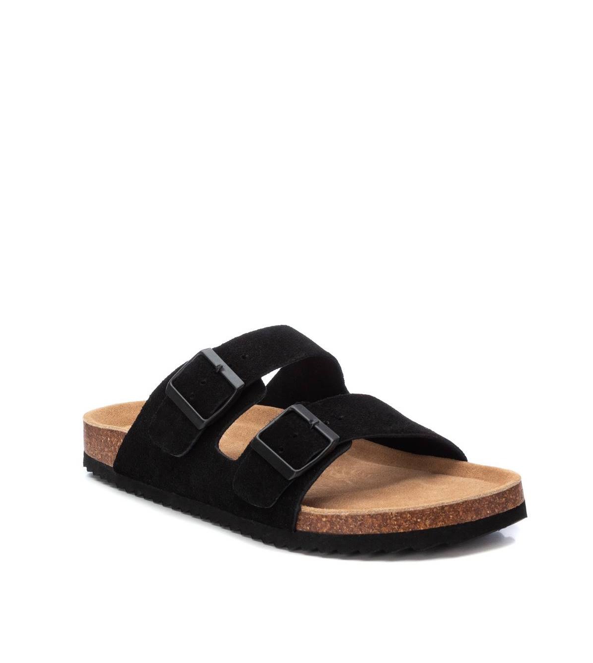 Click here for Xti Mens Cork Footbed Suede Leather Sandals - Blac... prices