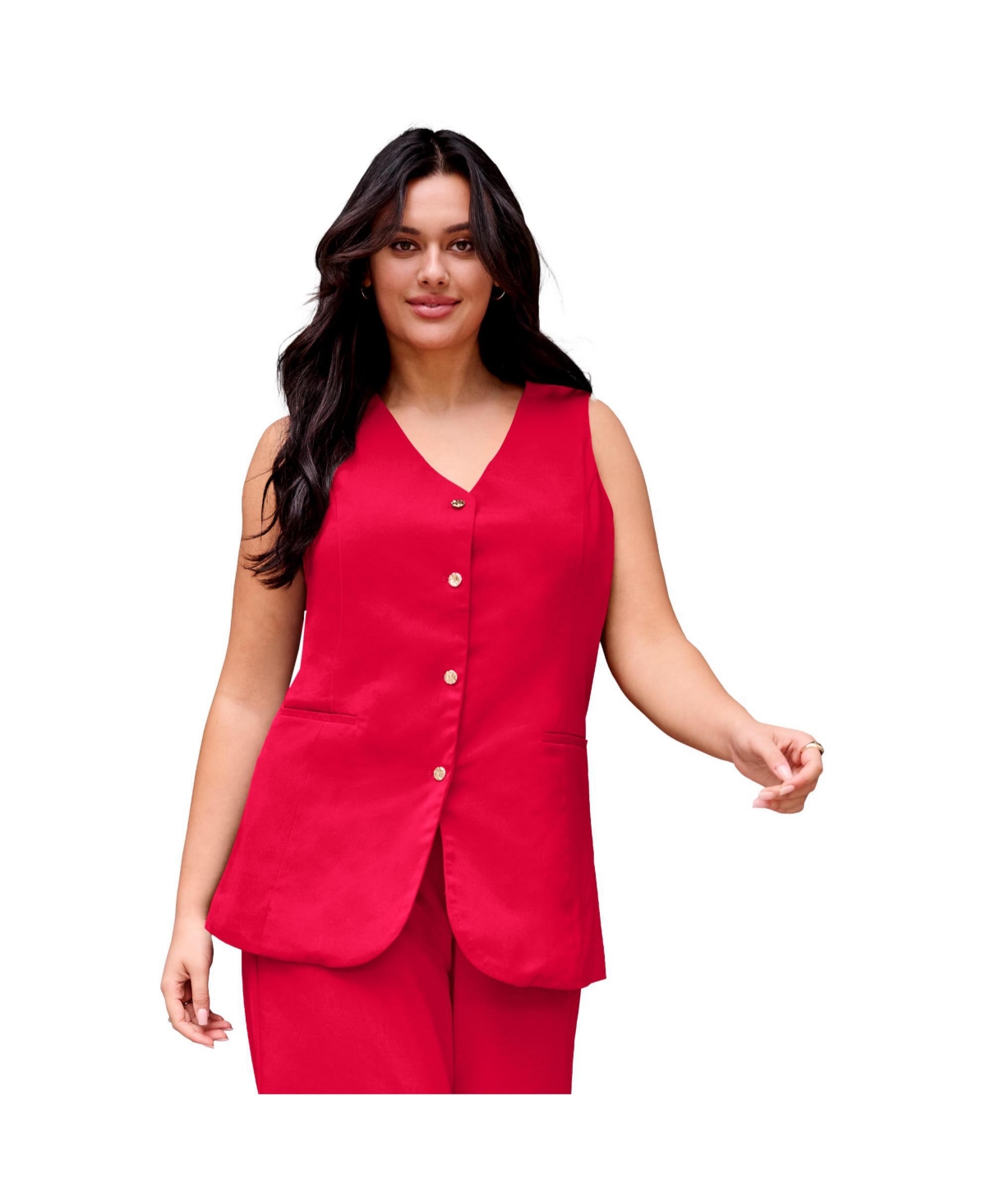 Click here for Avenue Womens Button Front Vest - Vibrant red prices