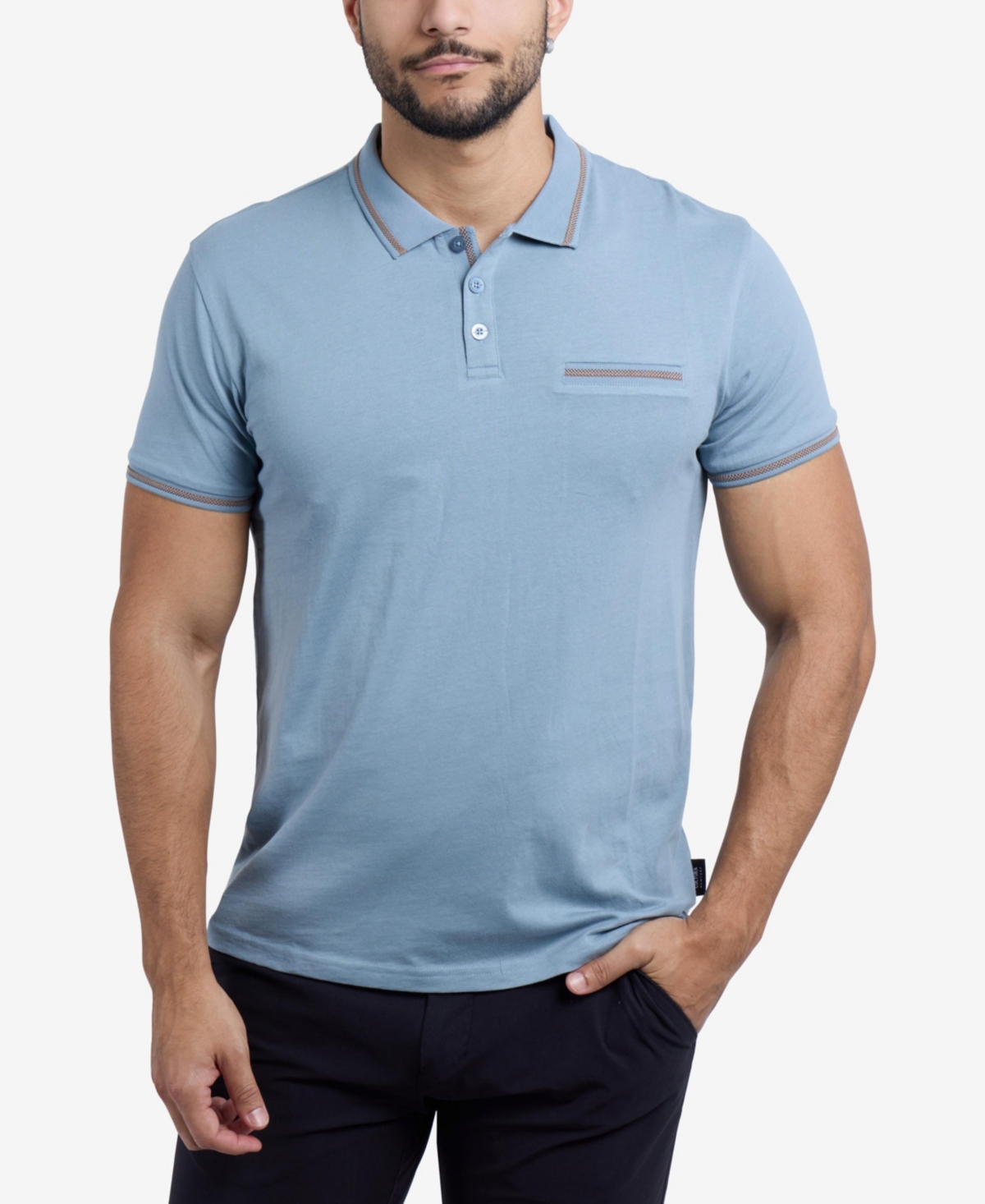 Click here for X-Ray Mens Polo with Jacquard Rib and Chest Rib Po... prices