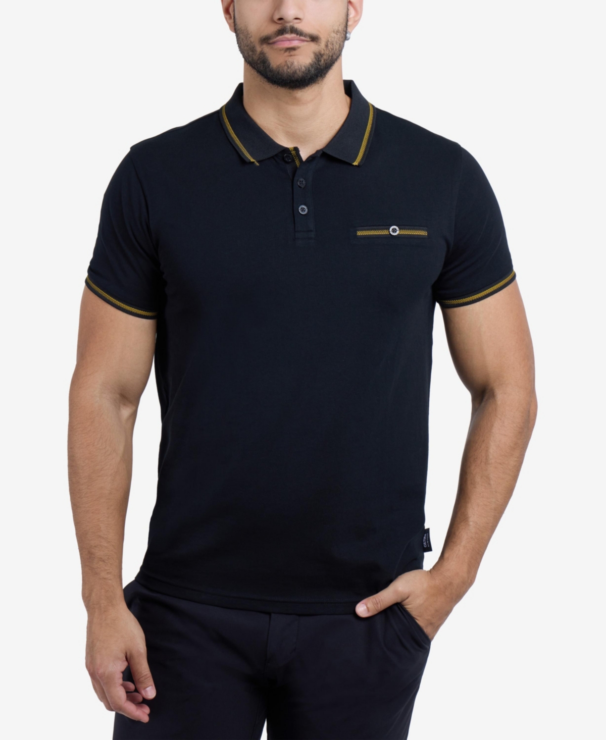 Click here for X-Ray Mens Polo with Jacquard Rib and Chest Rib Po... prices
