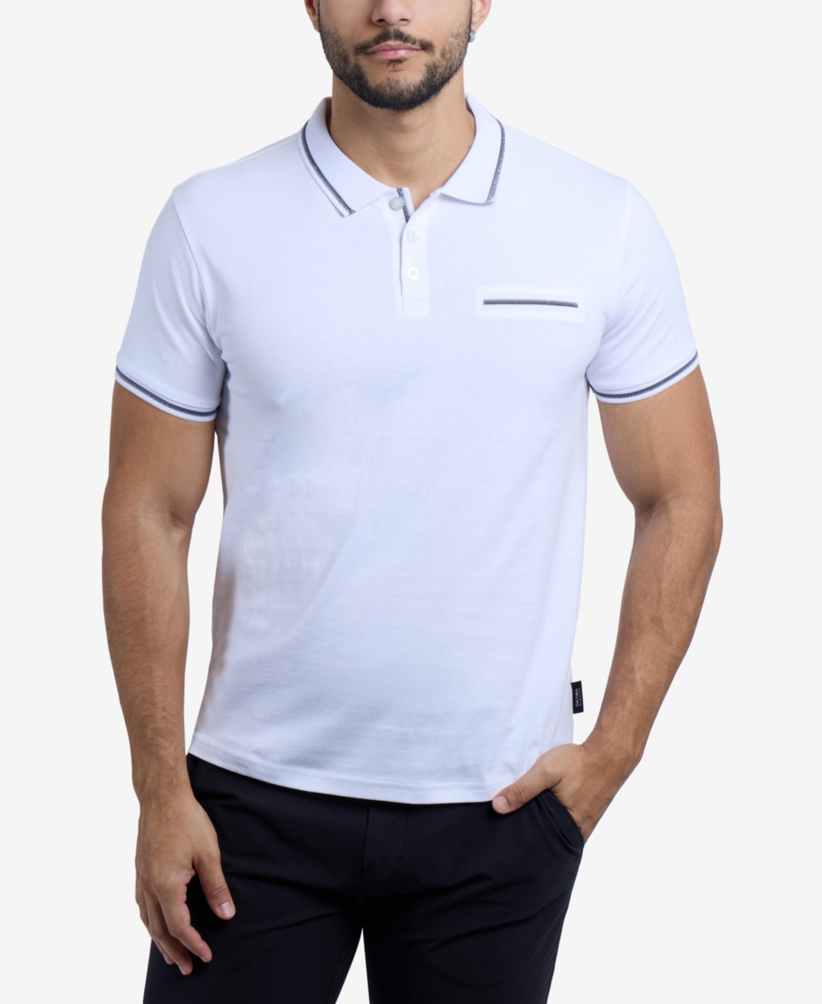 Click here for X-Ray Mens Polo with Jacquard Rib and Chest Rib Po... prices