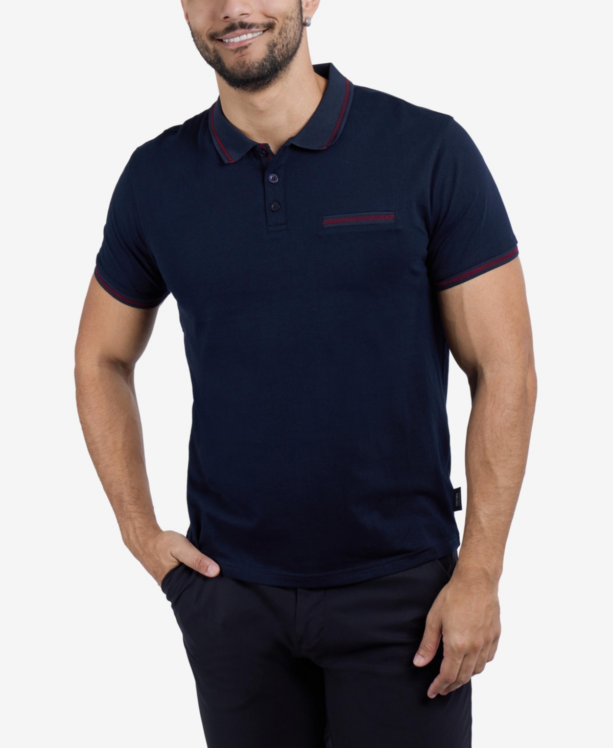 Click here for X-Ray Mens Polo with Jacquard Rib and Chest Rib Po... prices