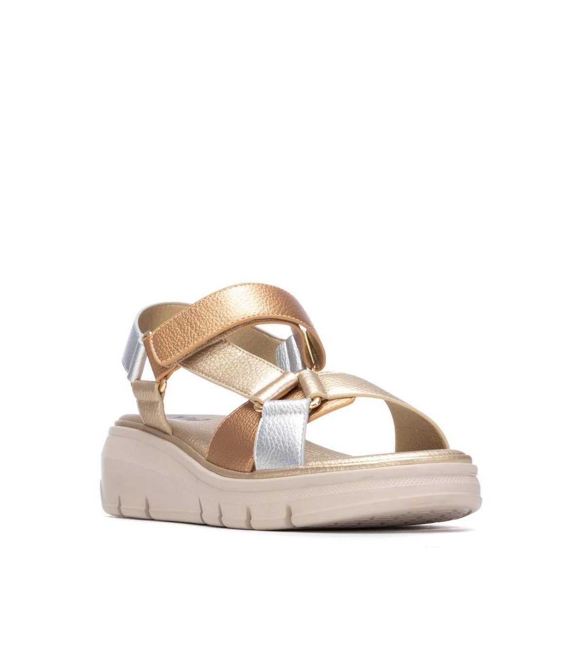 Click here for Xti Womens Comfort Wedge Strappy Sandals - Gold prices