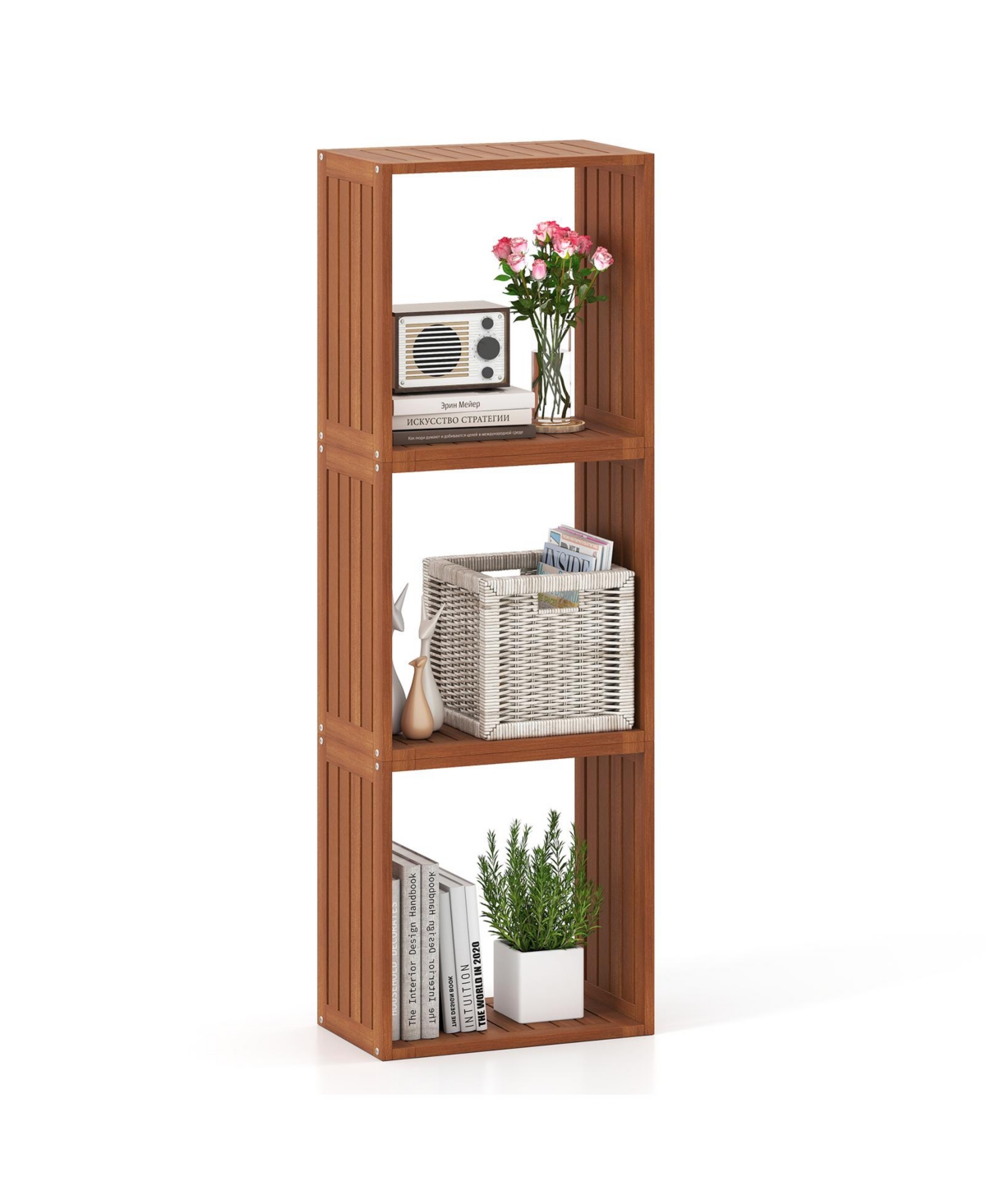 Click here for Slickblue 3 Cube Stacking Wood Bookcase Open Slatt... prices