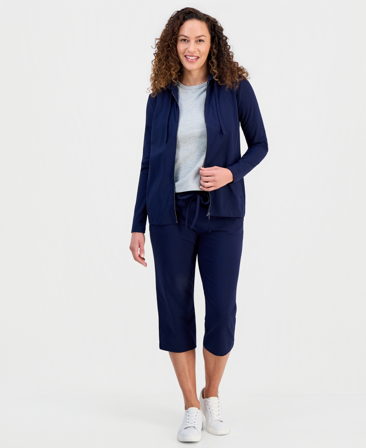 Click here for Style & Co Petite Zip-Front Long-Sleeve Hoodie  Cr... prices