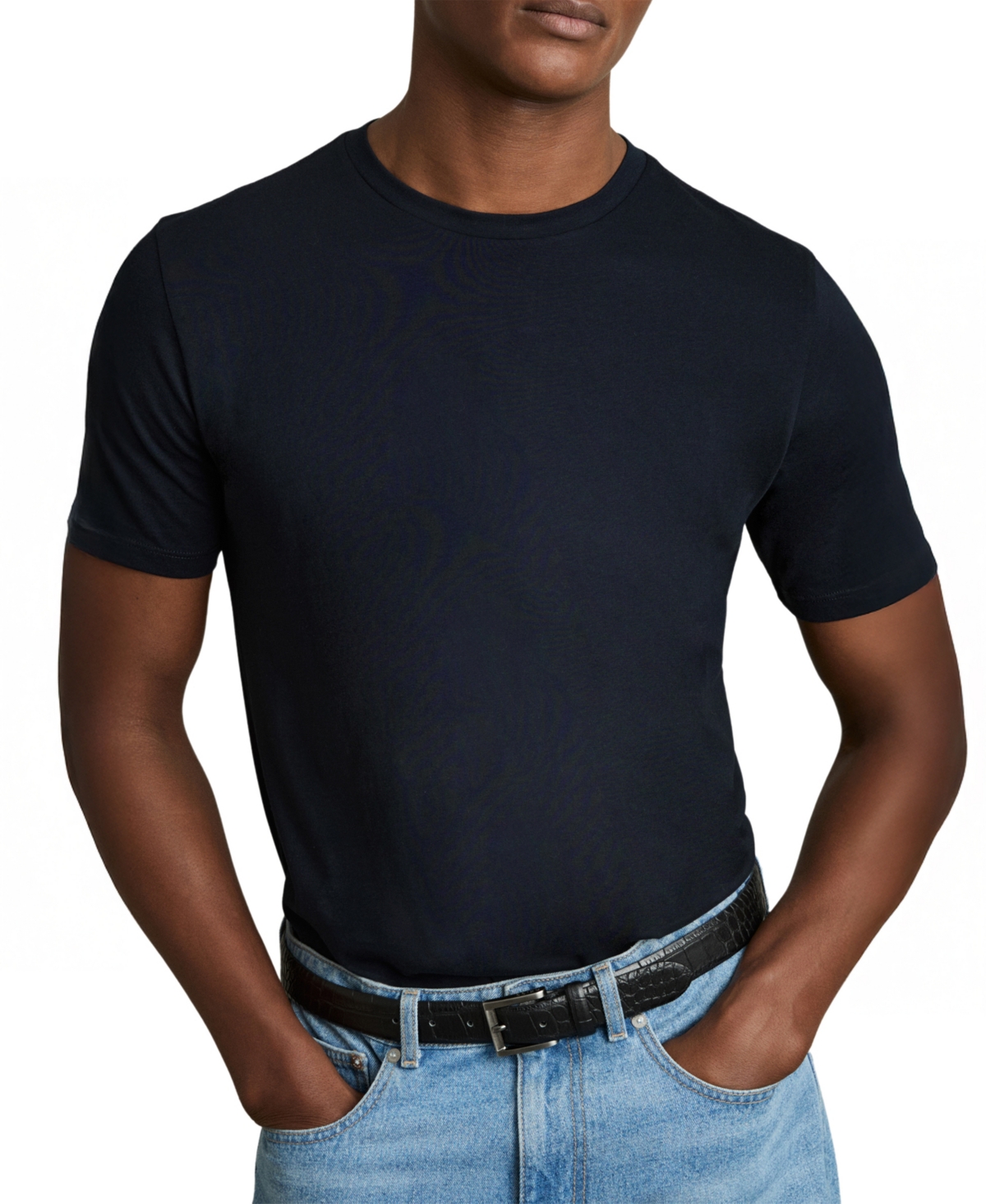 Click here for Reiss Mens Cotton Crew Neck T-Shirt - Navy prices