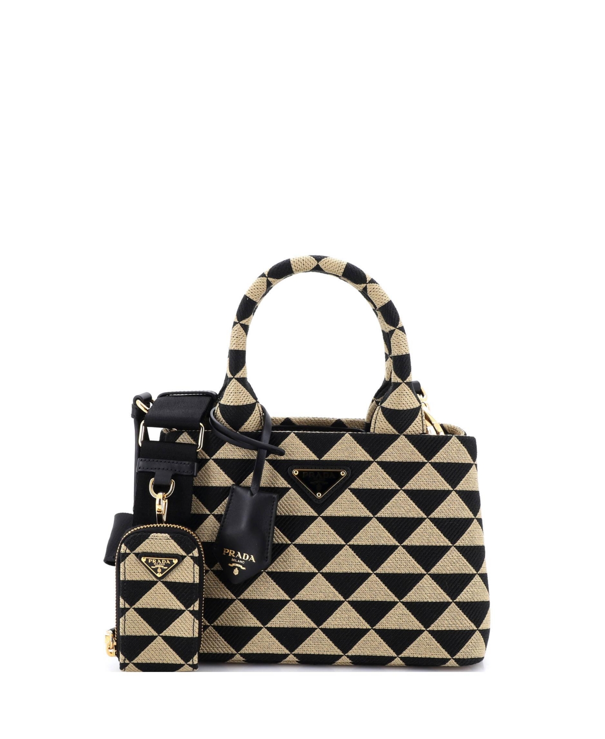 Click here for Pre-Owned Prada Small Symbole Tote Jacquard - Natu... prices