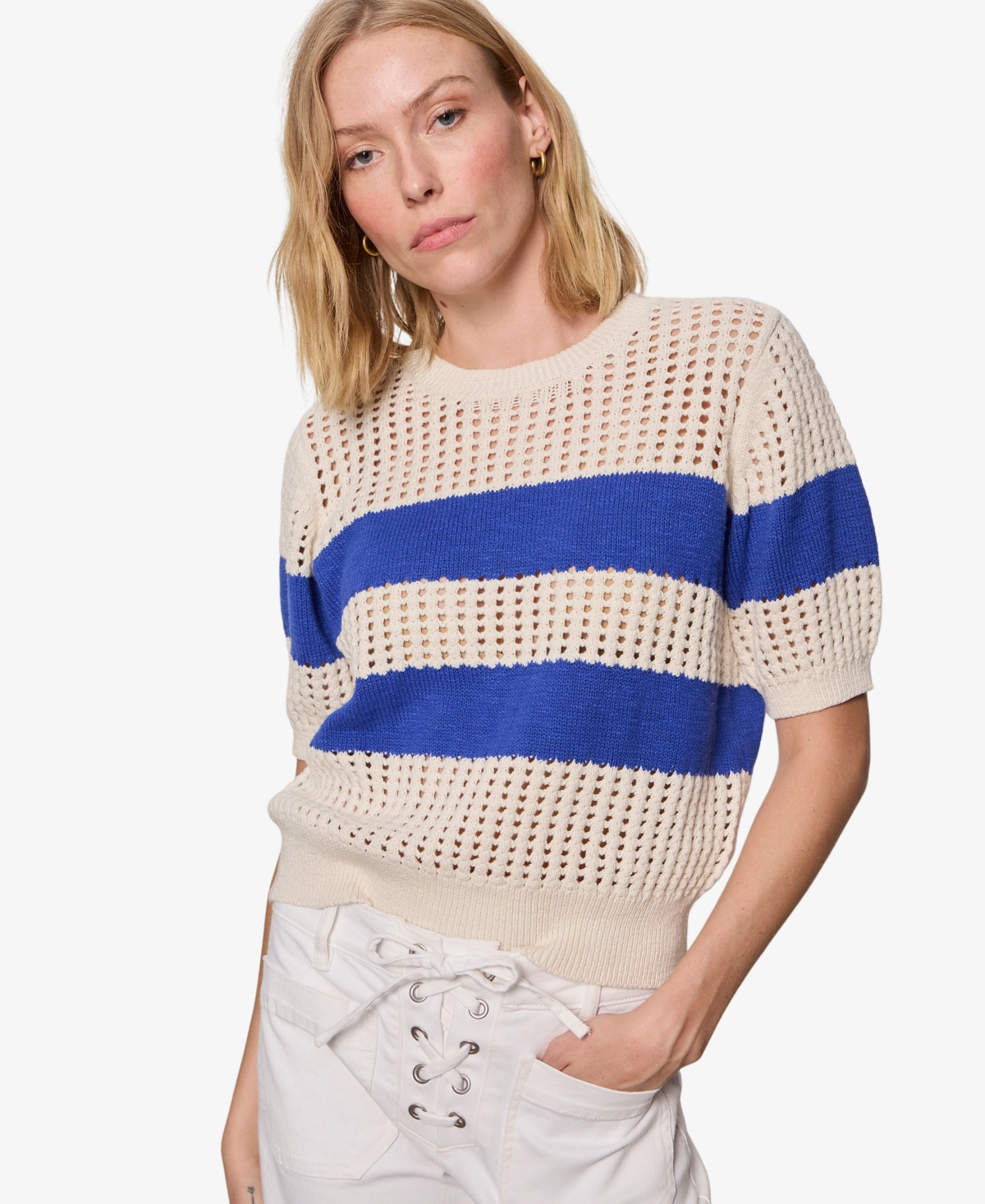 Click here for Sanctuary Womens Beachside Openwork Crewneck Cotto... prices