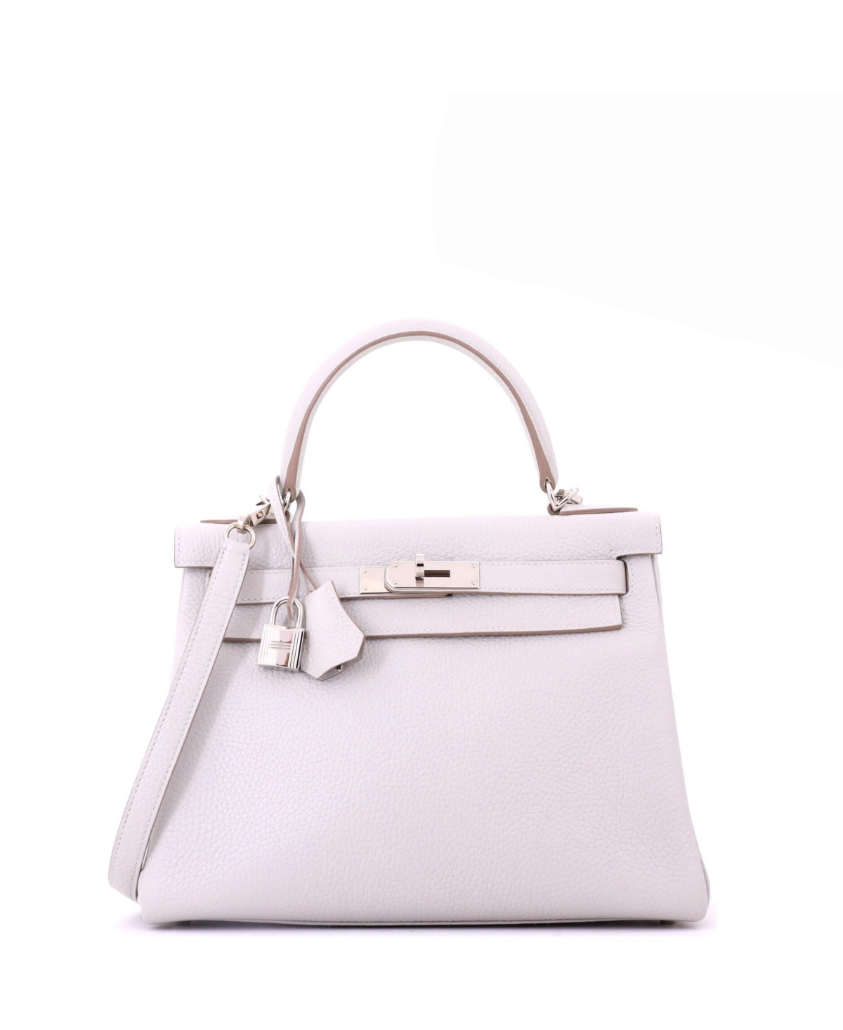 Click here for Pre-Owned HERMES Kelly 28 Handbag Grey Clemence wi... prices