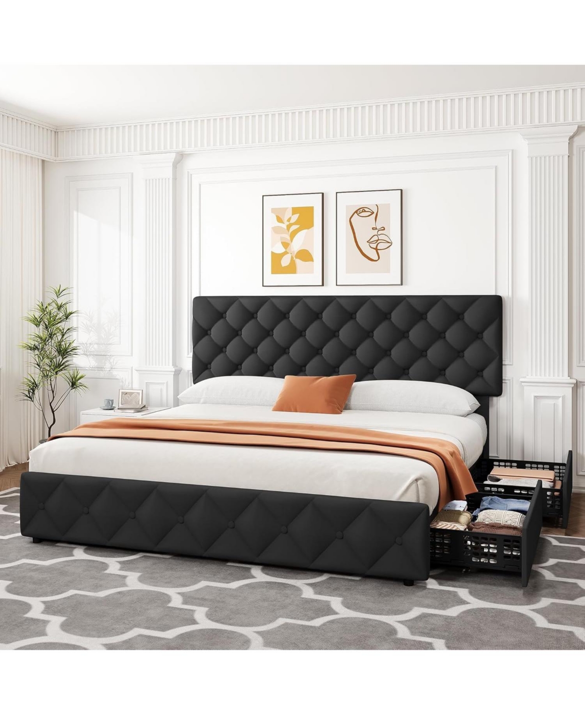 Click here for gaomon King Upholstered Platform Bed Frame- 4 Stor... prices