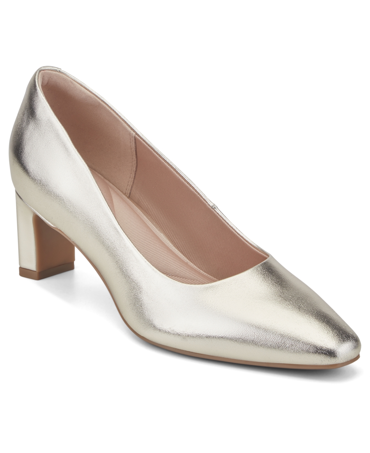 Click here for Rockport Womens Merida Block Heel Pumps - Gold Pat... prices