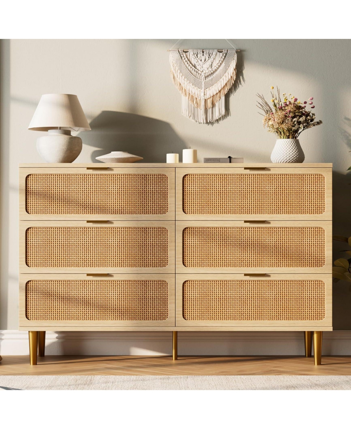 Click here for gaomon Rattan 6 Drawer Dressers for Bedroom  Large... prices