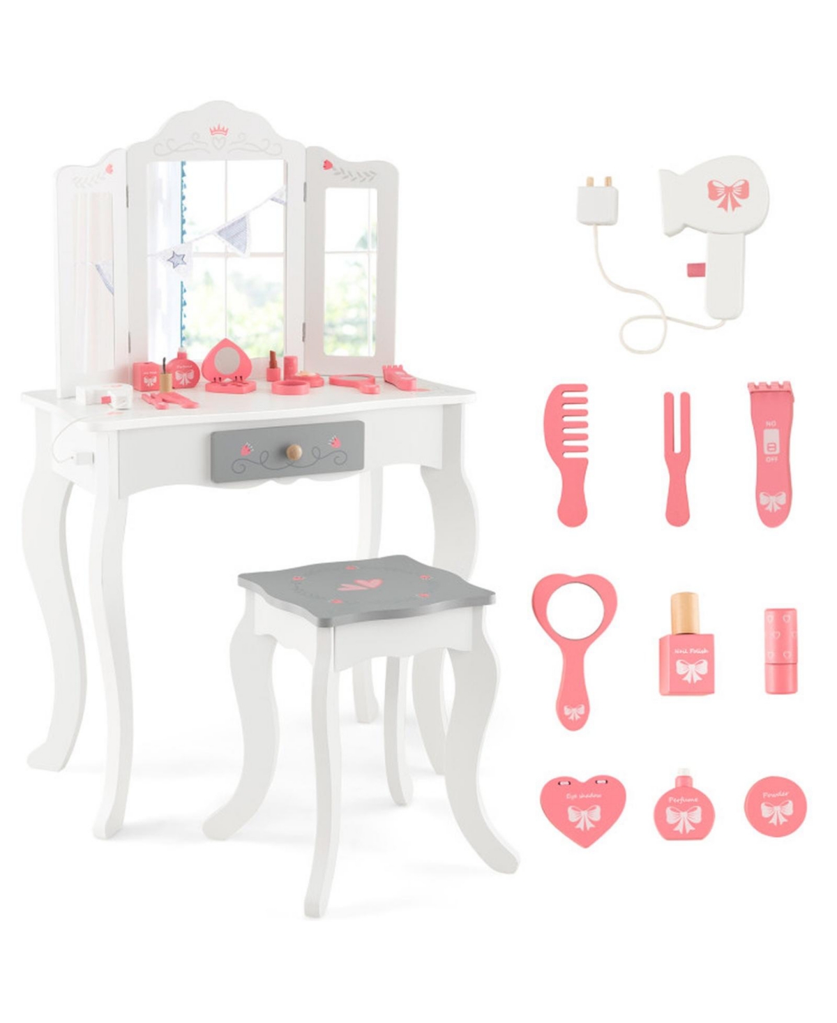 Click here for Gouun Kids Vanity Table and Chair Set with Tri-Fol... prices