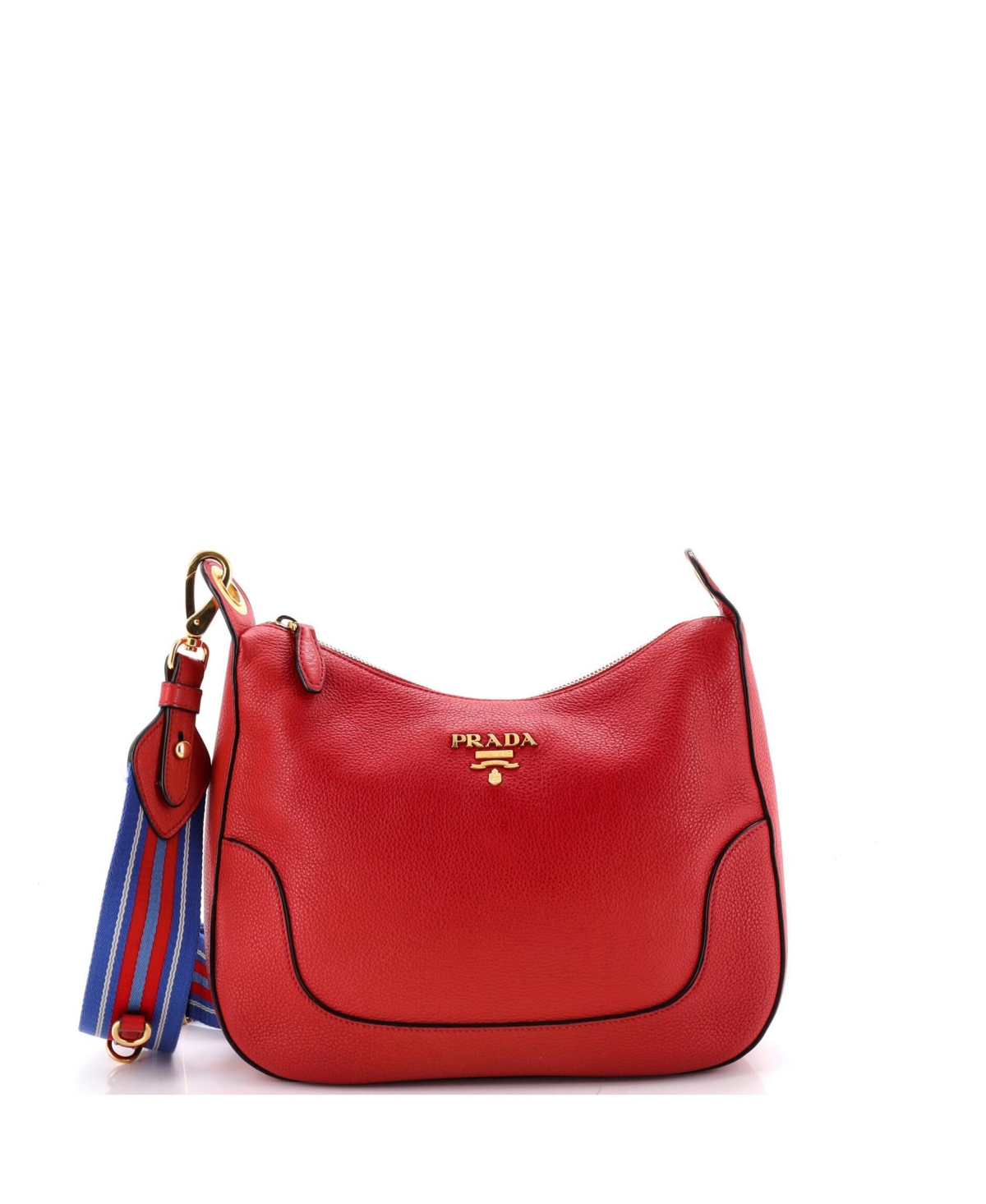 Click here for Pre-Owned Prada Medium Striped Strap Zip Hobo Vite... prices