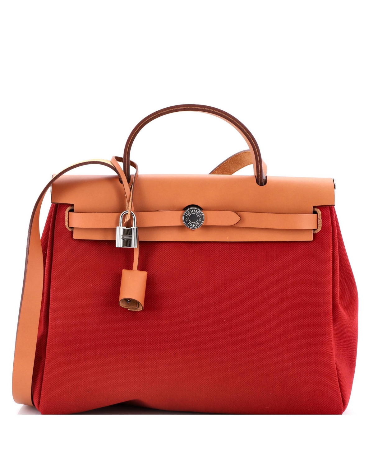 Click here for Pre-Owned HERMES 31 Herbag Zip Leather and Toile -... prices