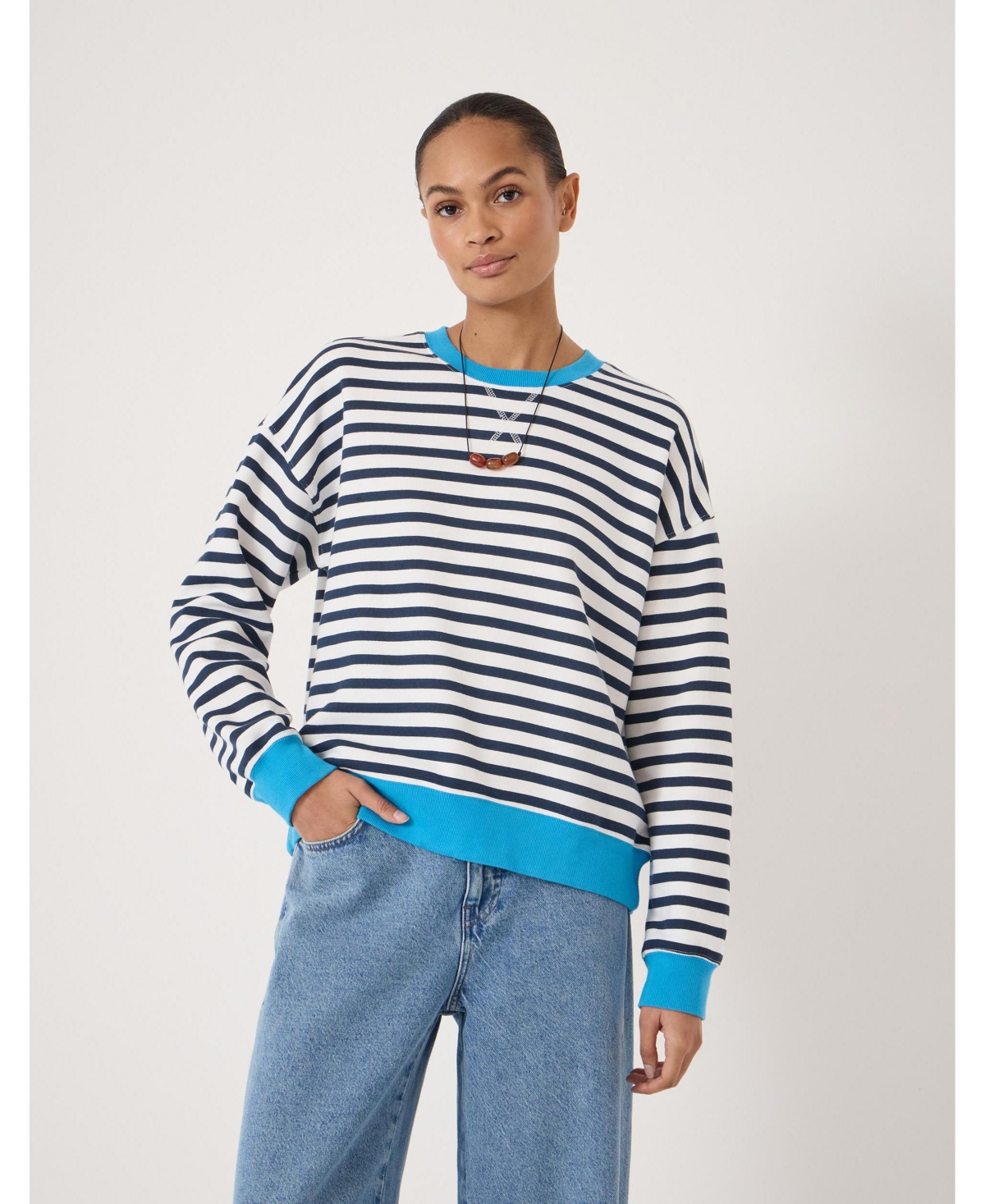 Click here for Hush Womens Luca Stripe Heavyweight Sweatshirt - N... prices