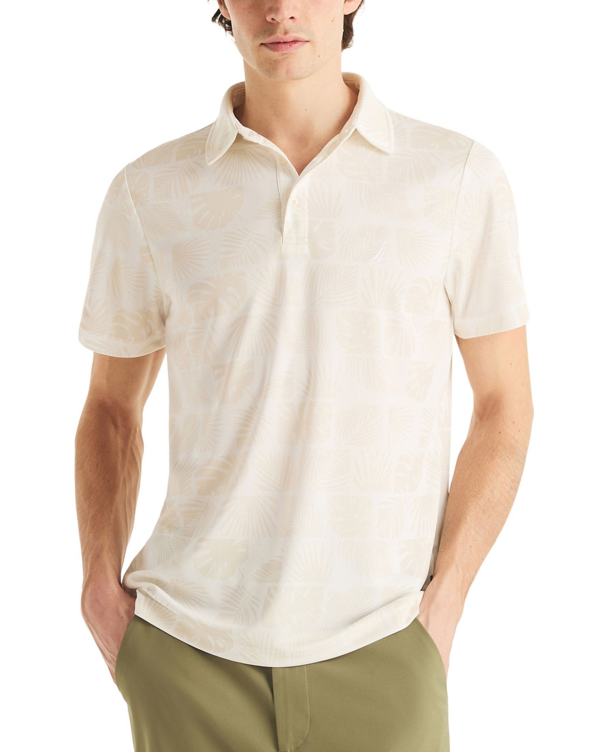 Click here for Nautica Mens Print Golf Polo Shirt - Sail White prices