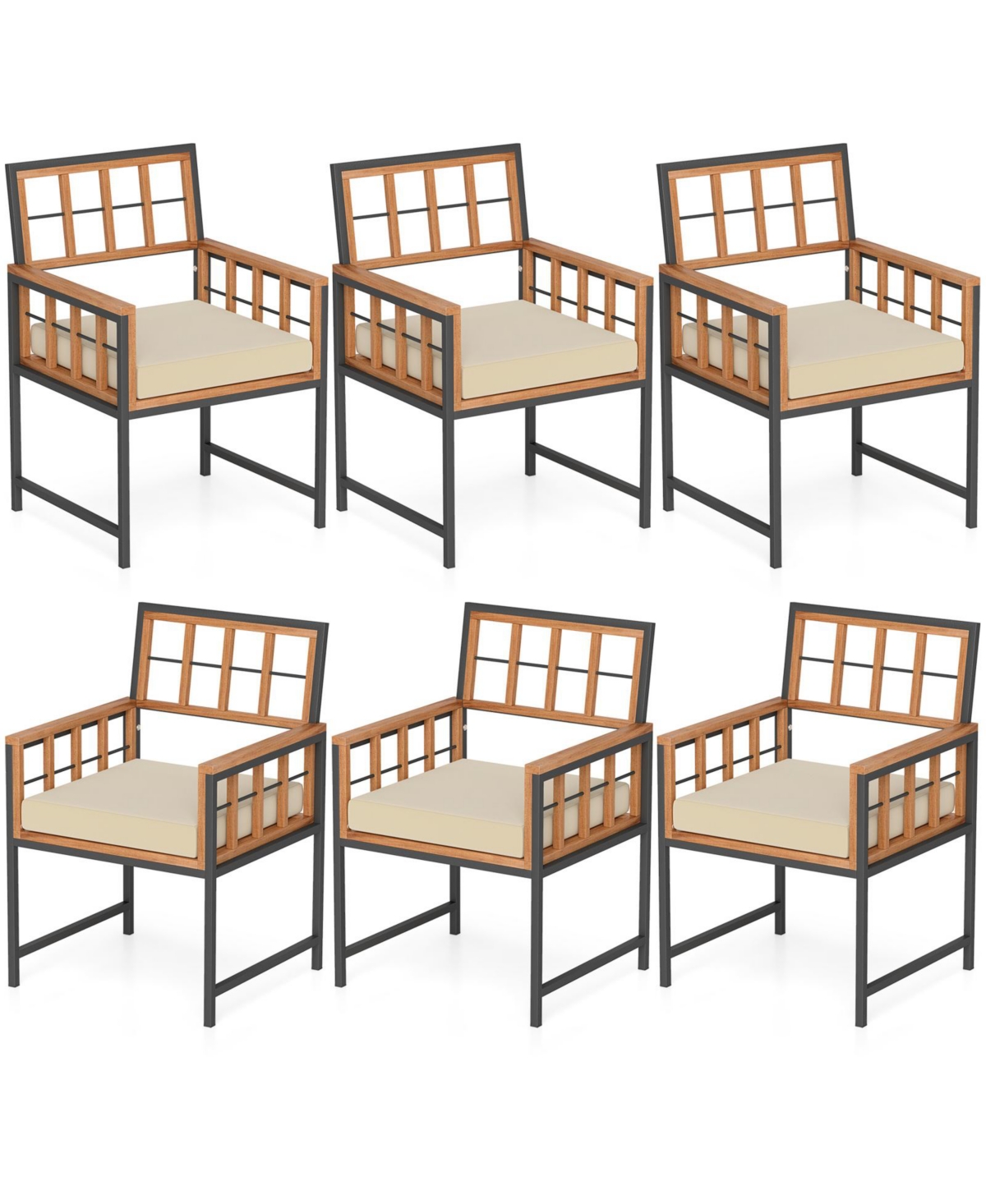 Click here for Sugift Set of Six Patio Dining Chairs with Acacia... prices