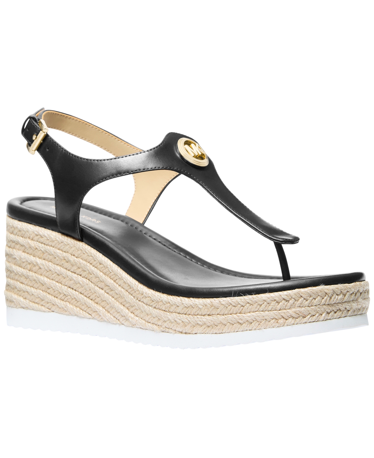 Click here for Michael Kors Womens Val Thong Wedge Sandals - Blac... prices