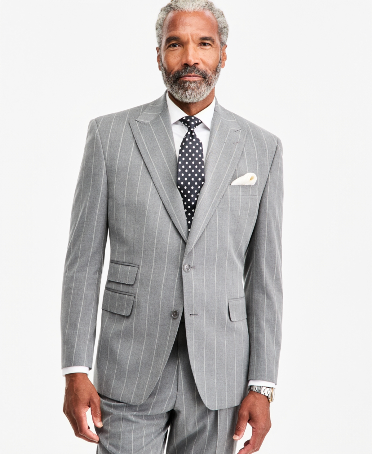 Click here for Tayion Collection Mens Classic-Fit Gray Pinstripe... prices