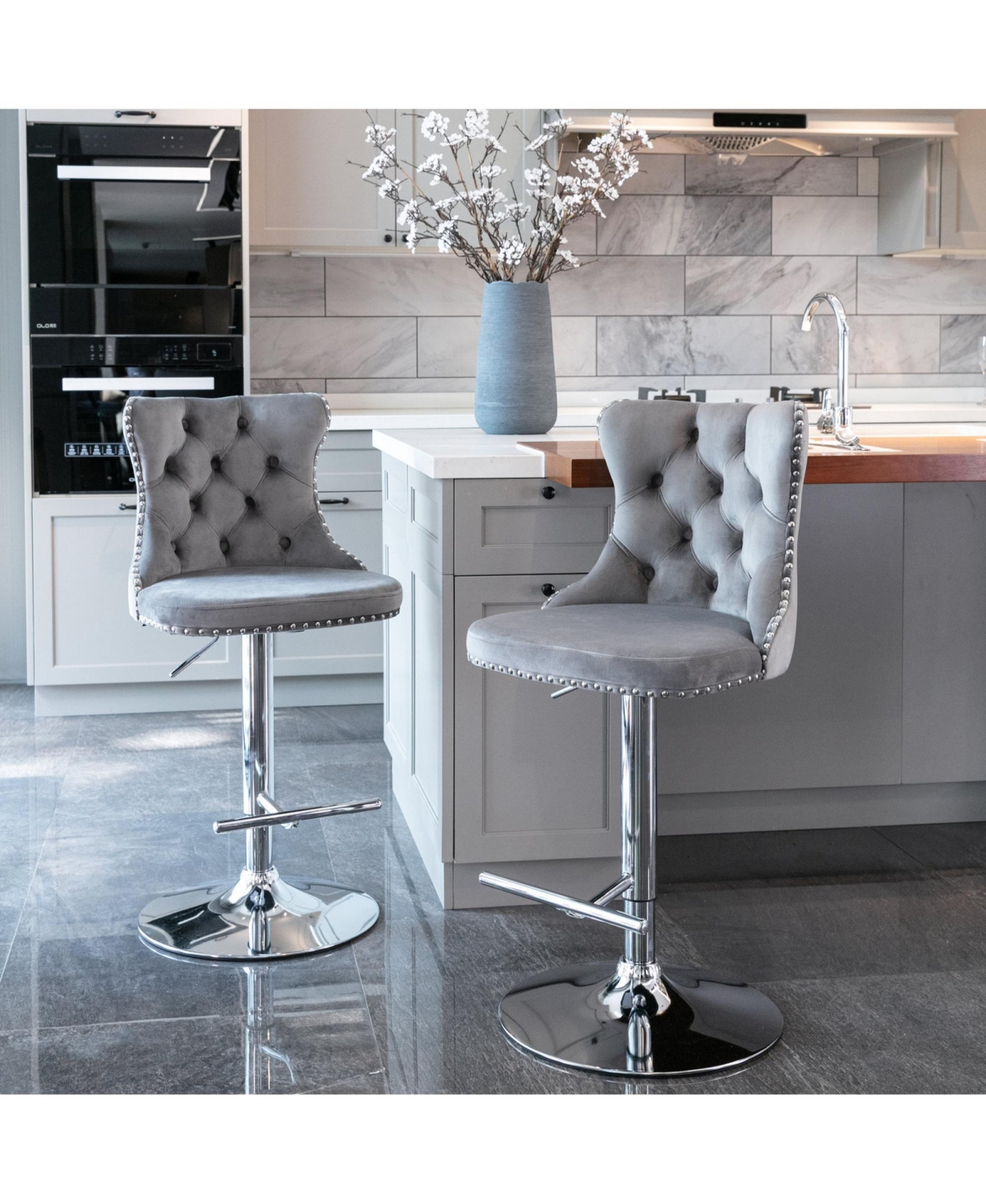 Click here for Rainsken Velvet Swivel Bar Stools Set of 2  Adjust... prices