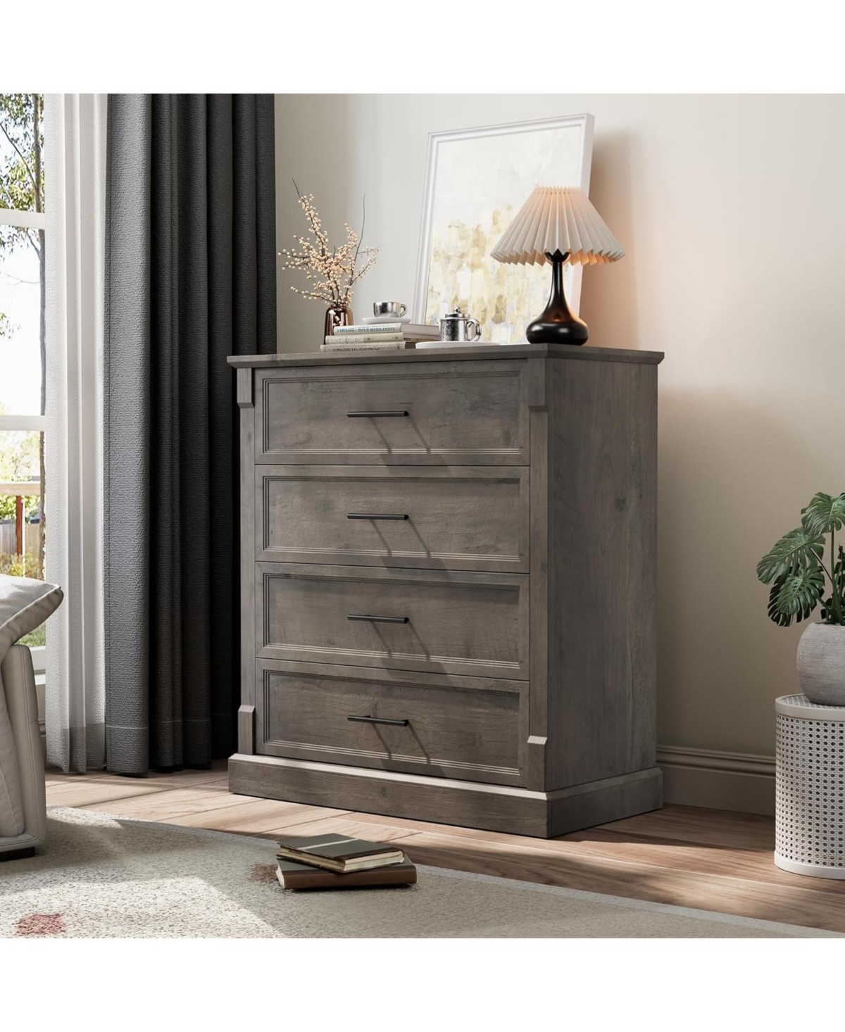 Click here for gaomon 4 Drawer Dresser Tall Chest Rustic Wood Met... prices