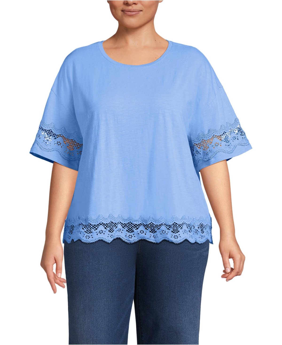 Click here for Lands End Plus Size Short Sleeve Slub Jersey Cutwo... prices