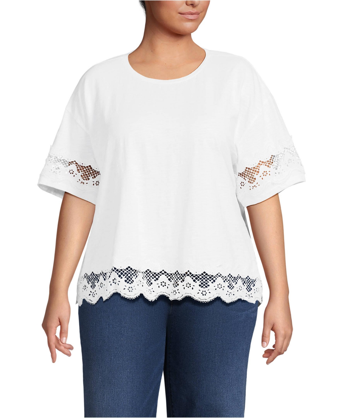 Click here for Lands End Plus Size Short Sleeve Slub Jersey Cutwo... prices