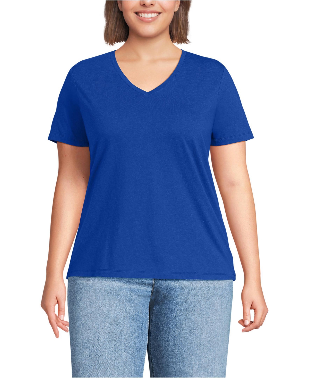 Click here for Lands End Plus Size Relaxed Supima Cotton V-Neck T... prices