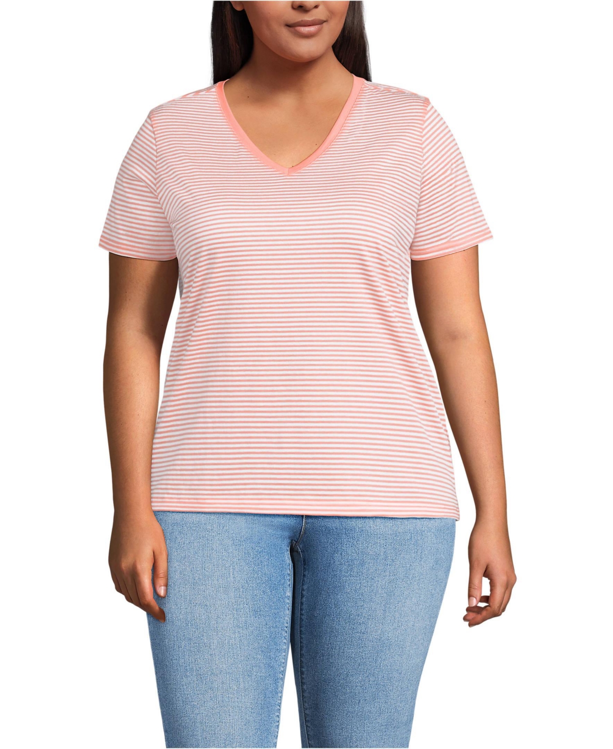 Click here for Lands End Plus Size Relaxed Supima Cotton V-Neck T... prices