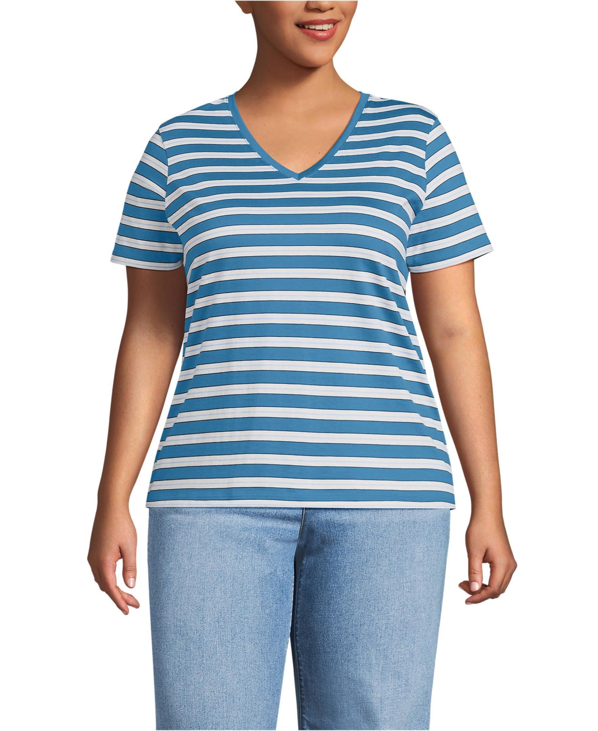 Click here for Lands End Plus Size Relaxed Supima Cotton V-Neck T... prices