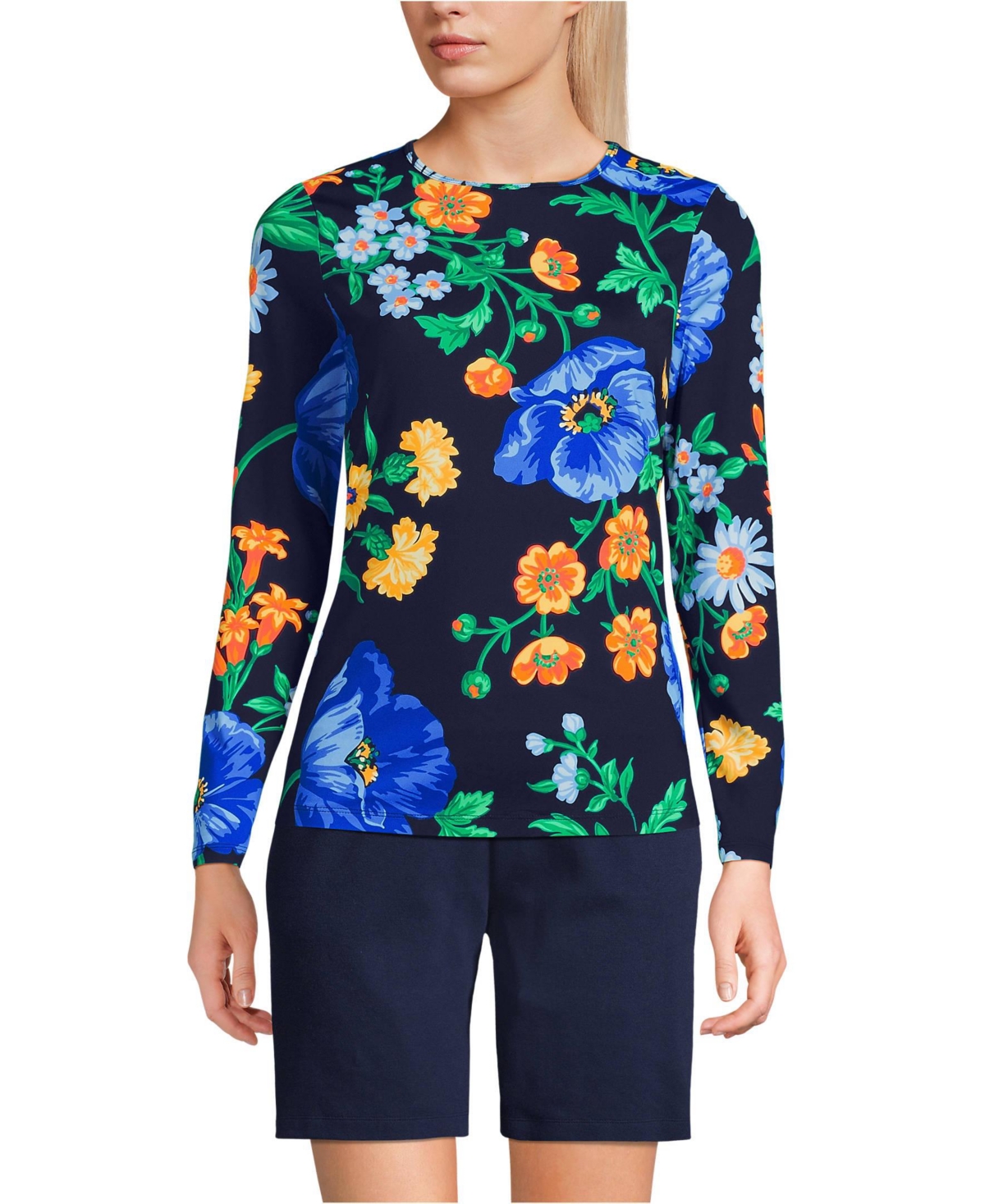 Click here for Lands End Womens Long Sleeve Crewneck Garden Tee -... prices