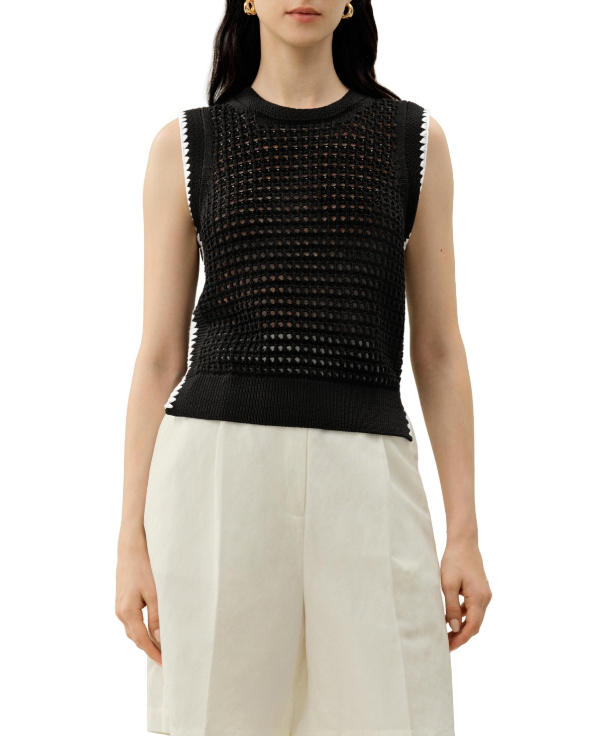 Click here for Lilysilk Womens Toscana Pointelle Embroidered Vest... prices