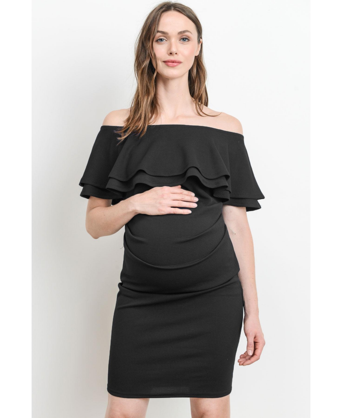 Click here for Hello Miz Maternity Off-the-Shoulder Bodycon Ruche... prices