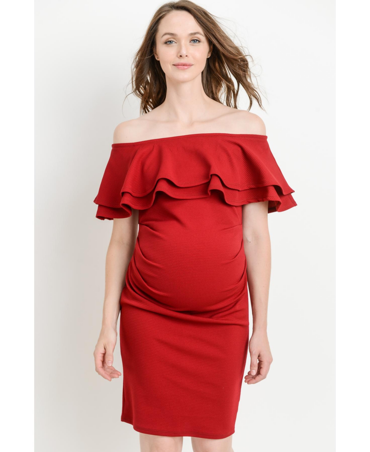 Click here for Hello Miz Maternity Off-the-Shoulder Bodycon Ruche... prices